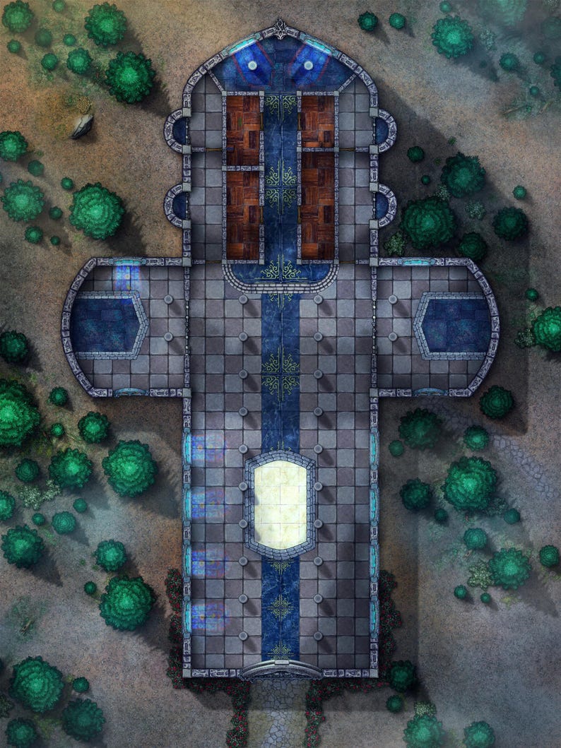 Cathedral Battlemap, Dnd Map, D&D, Battlemap, Temple, Church, Dungeons ...