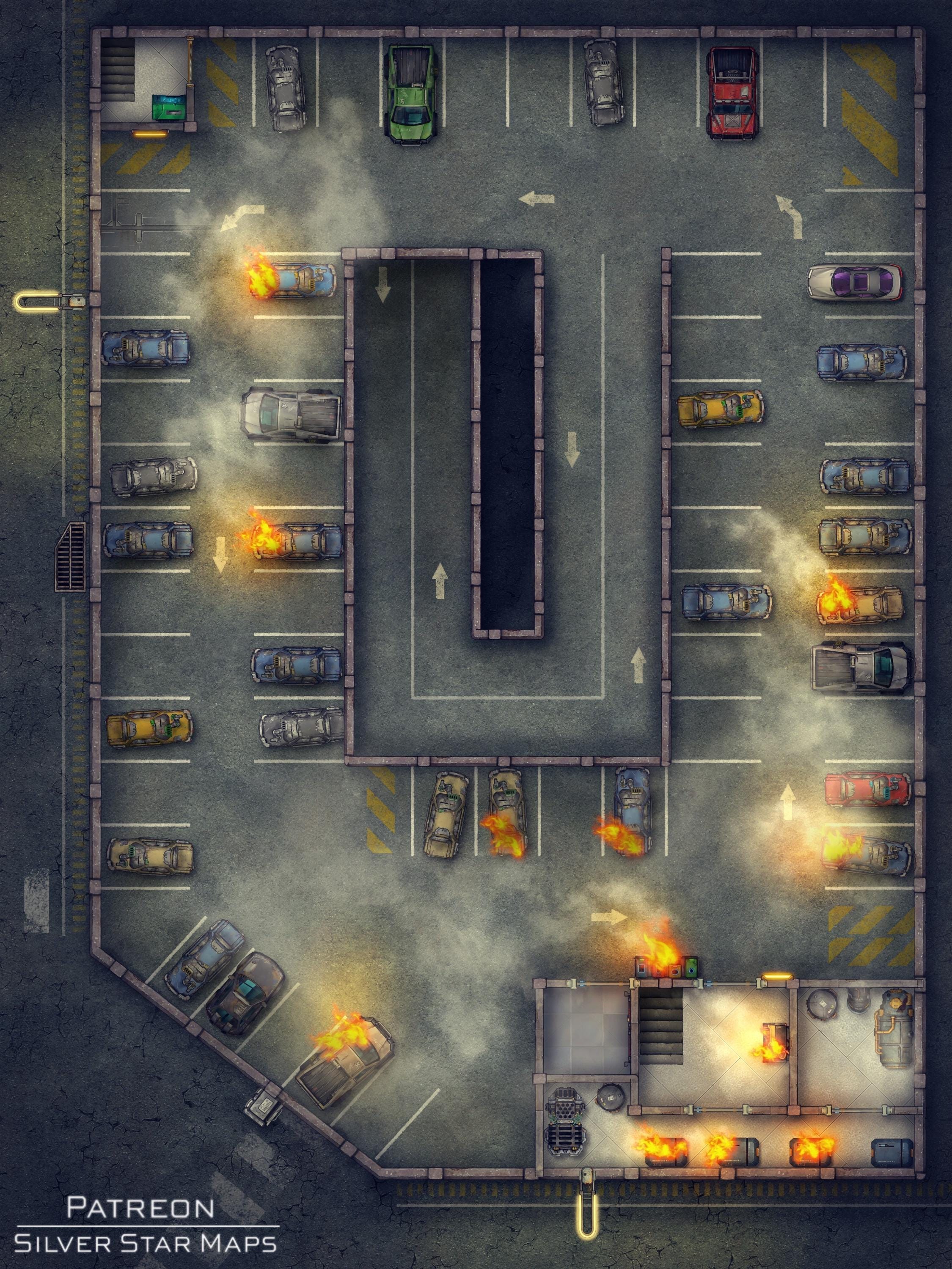 Modern Parking Lot Battlemap, Dnd Map, Modern Maps, Sci Fi Battlemap ...