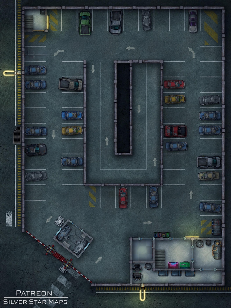 Modern Parking Lot Battlemap, Dnd Map, Modern Maps, Sci Fi Battlemap ...