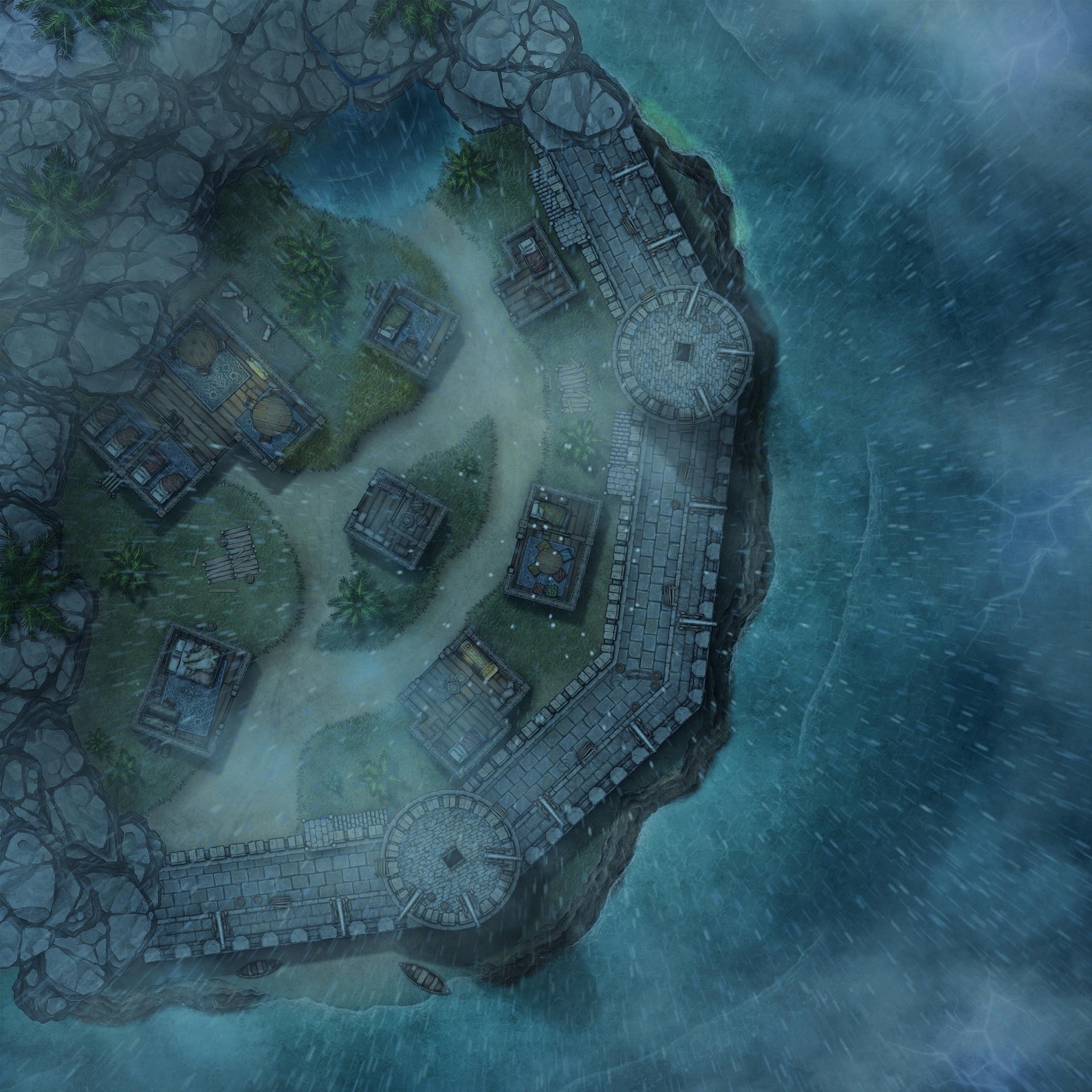Fort Battlemap, Dnd Map, Castle Map, Island, D&D, Coastal, Pirate, RPG ...