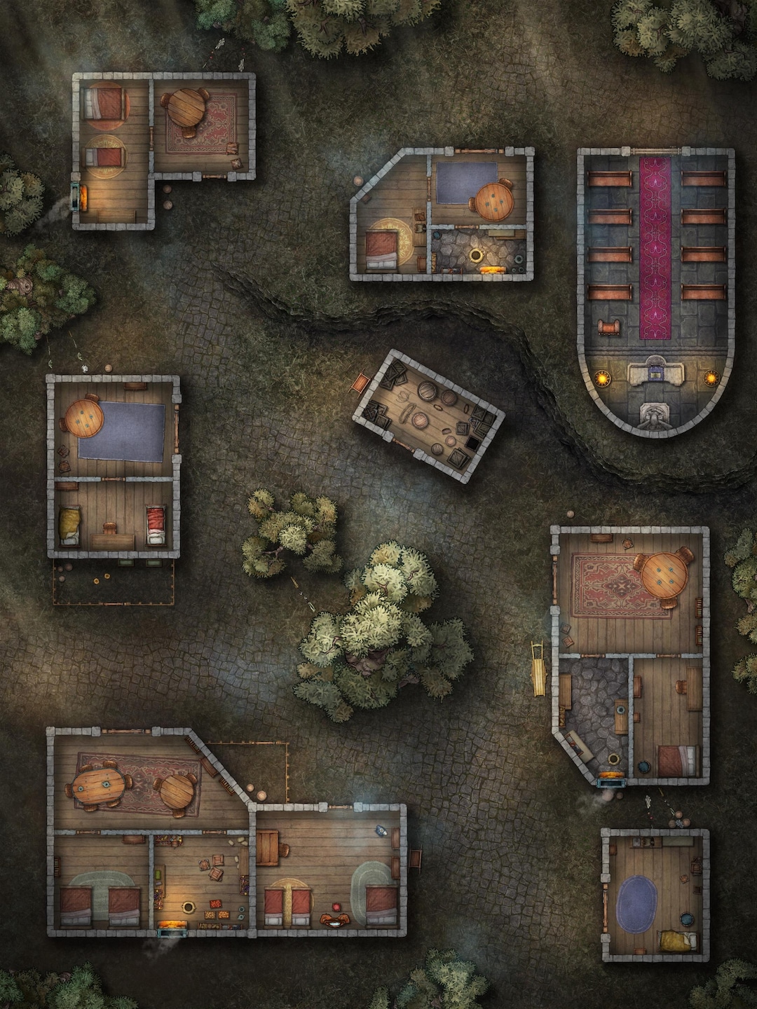 Town Battlemap, Dnd Map, City Streets, Village, D&D, Urban, Battlemap ...