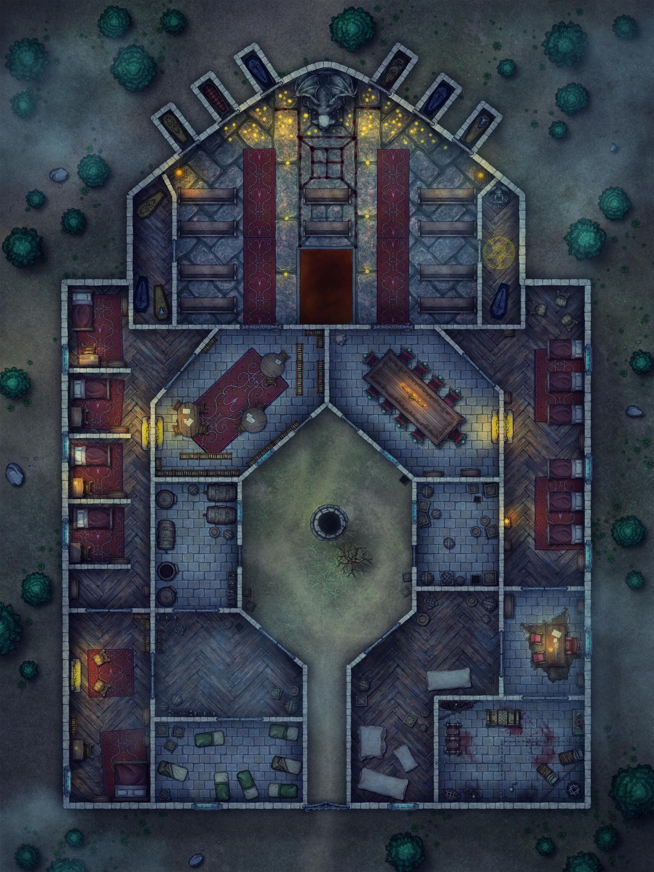 Monastery Battlemap, Dnd Map, Church, Shrine, D&D, Battle Map, Temple ...