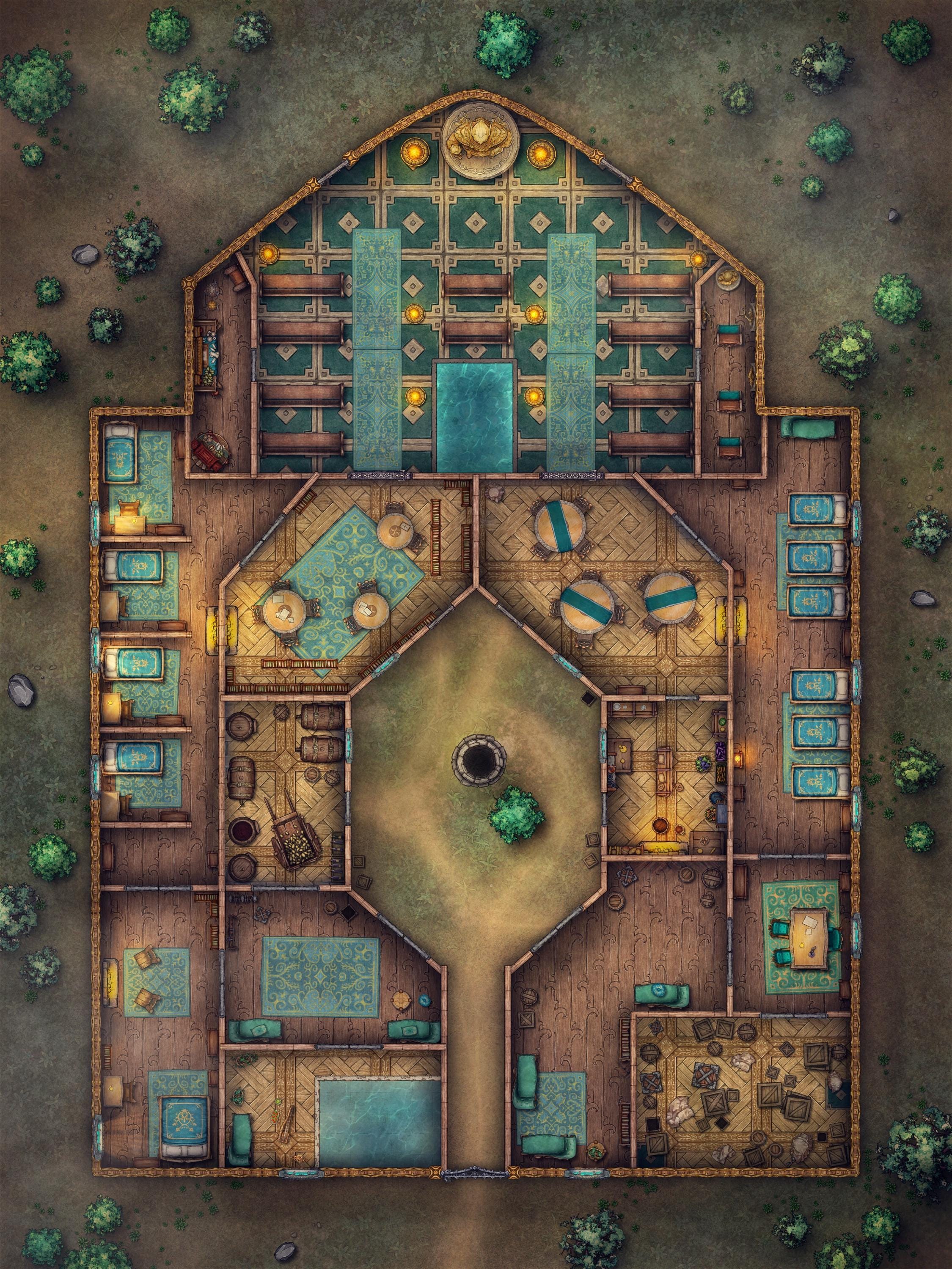 Monastery Battlemap, Dnd Map, Church, Shrine, D&D, Battle Map, Temple ...