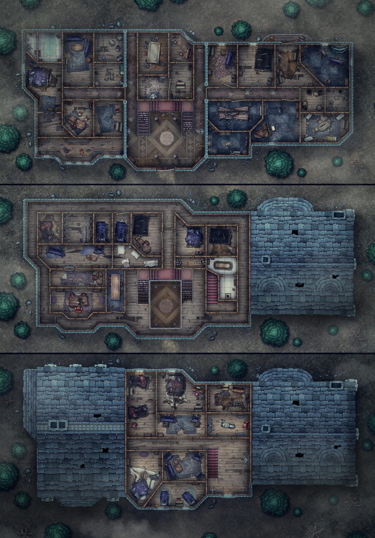 Mansion Battlemap, Dnd Map, Manor, House, D&D, Battle Map, Dungeons and ...