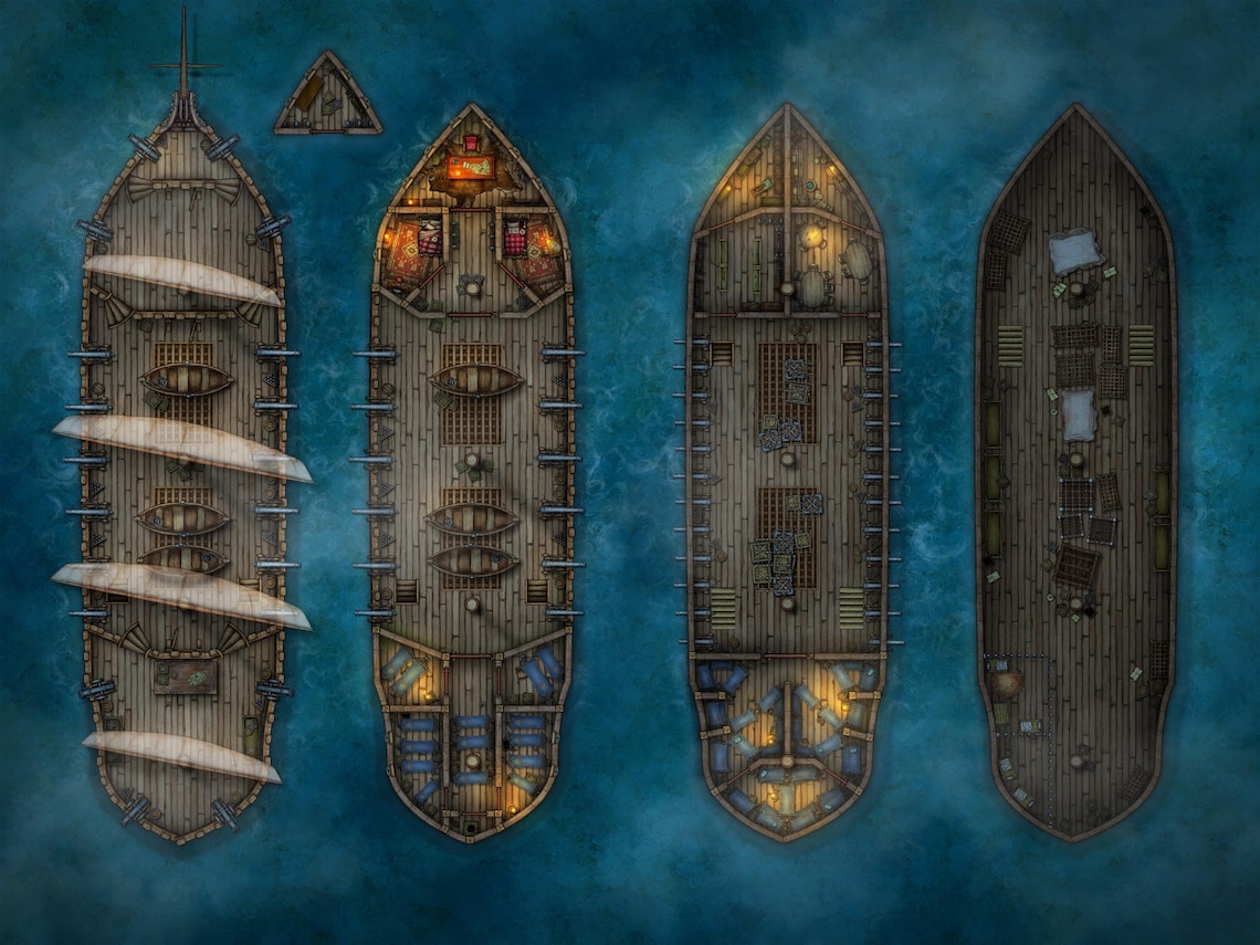Ship Battlemap, Dnd Map, Warship, D&D, Battle Map, Dungeons and Dragons ...