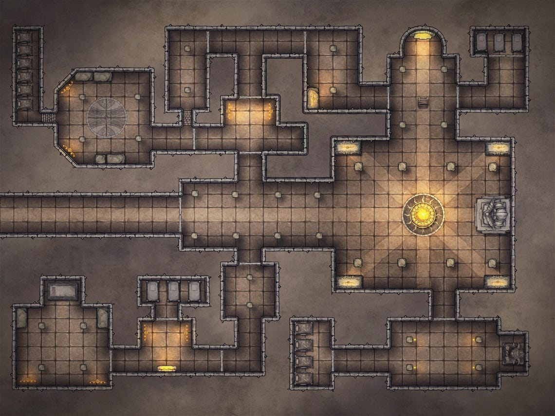 Castle Battlemap, Dnd Map, Crypt, Dwarven, D&D, Battle Map, Dungeon, Gridded Map, Maps for ...