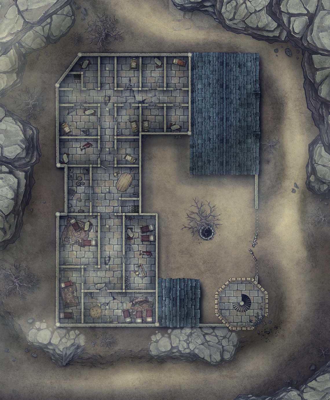 Jail Battlemap, Dnd Map, D&D, Asylum, Prison, Dungeons and Dragons, 5e ...