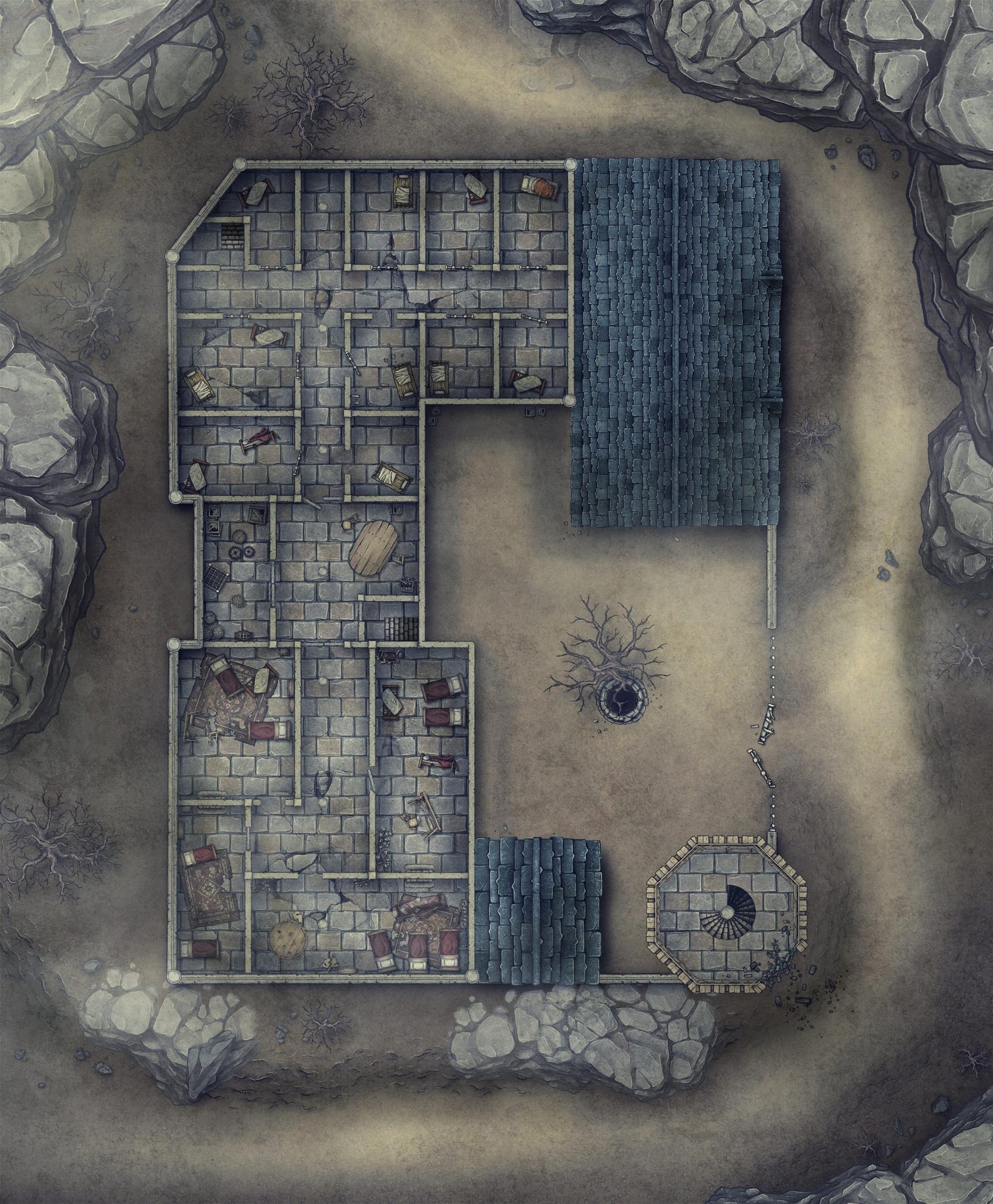 Jail Battlemap, Dnd Map, D&D, Asylum, Prison, Dungeons and Dragons, 5e ...