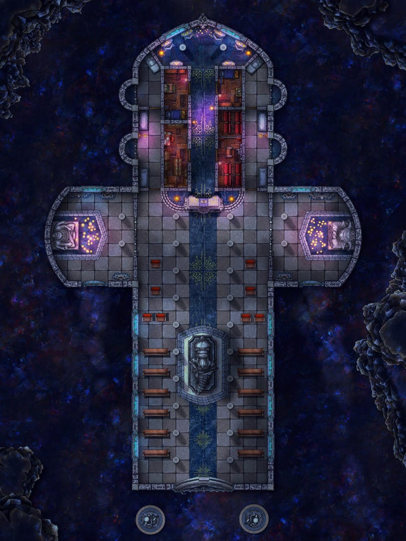 Cathedral Battlemap, Dnd Map, D&D, Battlemap, Temple, Church, Dungeons ...