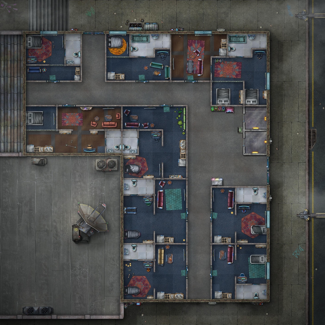 Apartment Battlemap, Dnd Map, Cyberpunk, Modern Maps, Sci Fi Battlemap, Map Tile, 5e, Roll20 ...