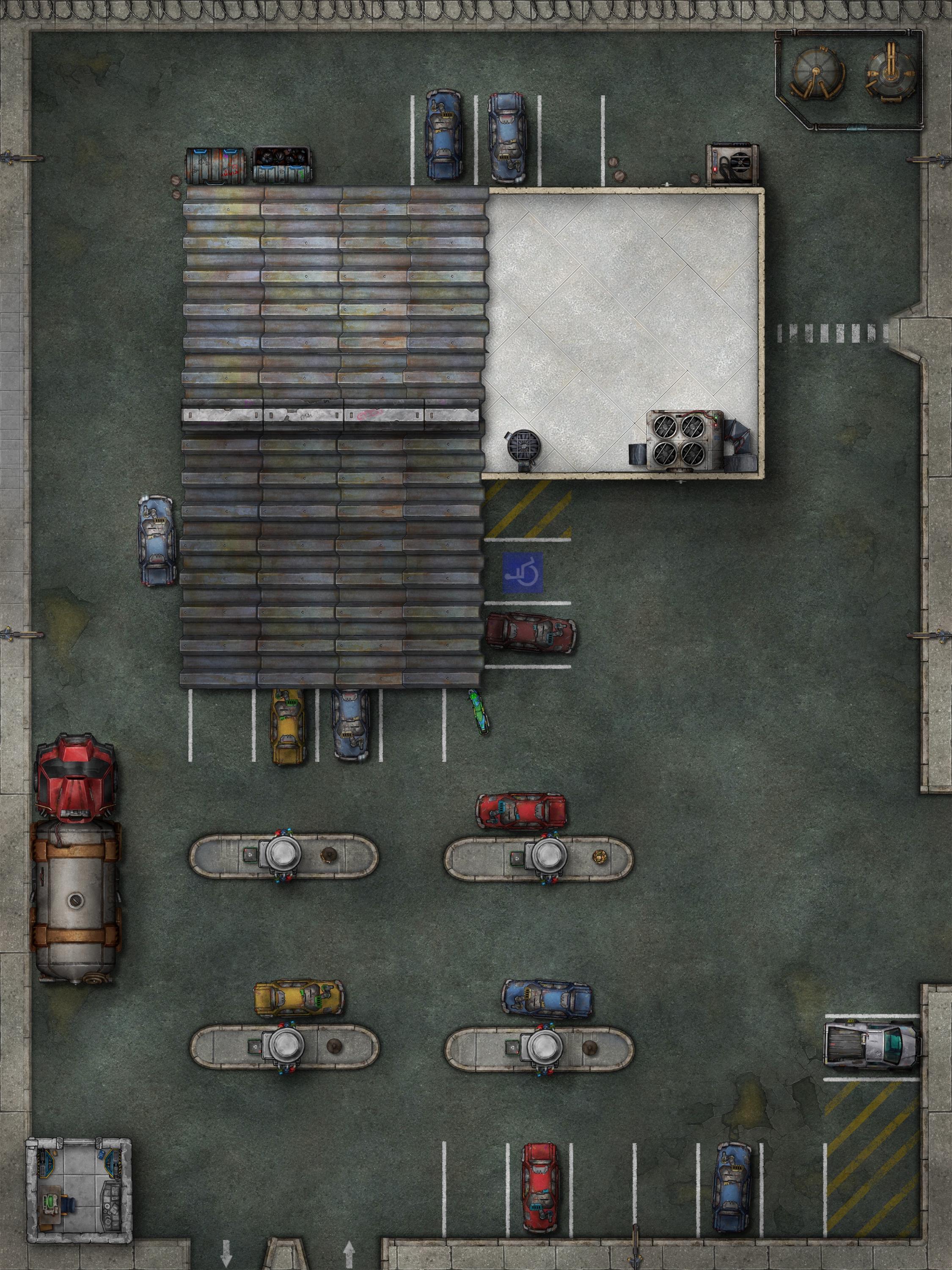 Modern Gas Station, Battlemap, Dnd Map, City, Modern Map, Sci Fi ...