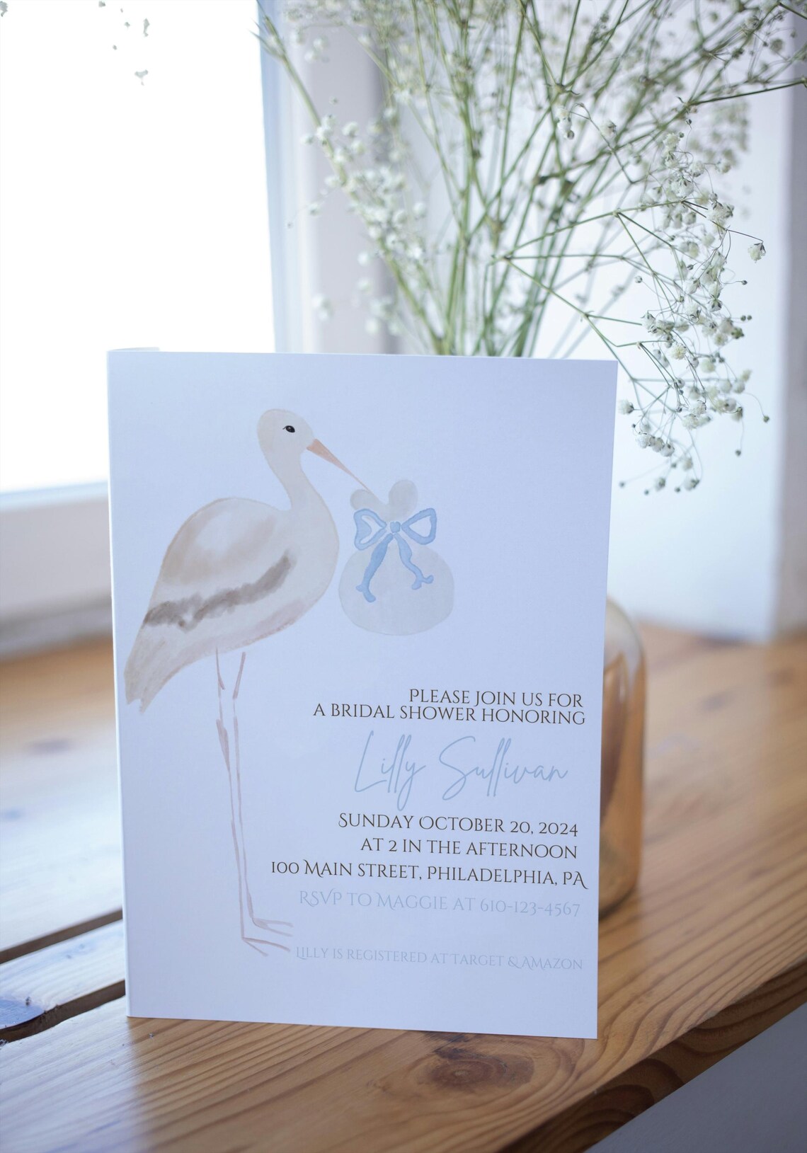 Stork Baby Shower Invitation | Editable Digital Download Templates - Etsy