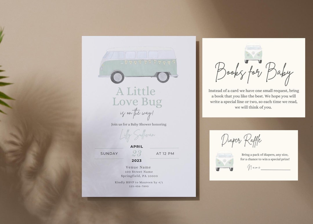 Baby on Board | VW Van | Baby Shower Bundle | Editable Digital Download ...