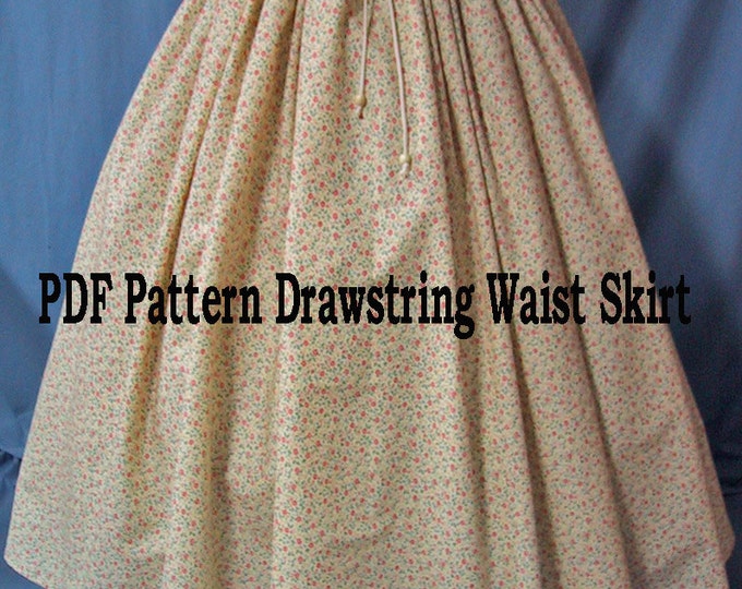 Sewing Instructions for Ladies Costume - Drawstring Waist Long Skirt ...