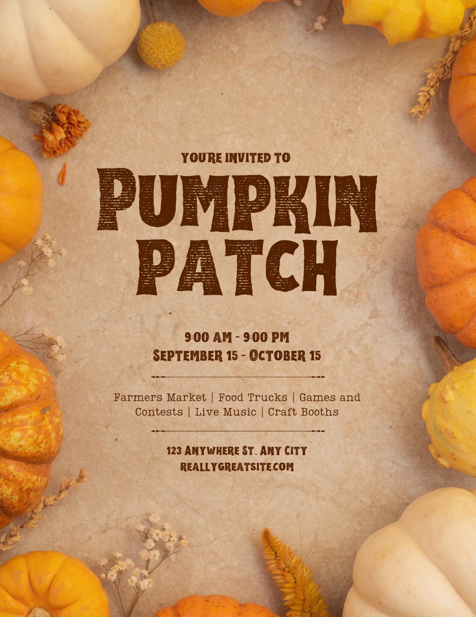 Fully Customizable Pumpkin Patch Flyer Template - Etsy