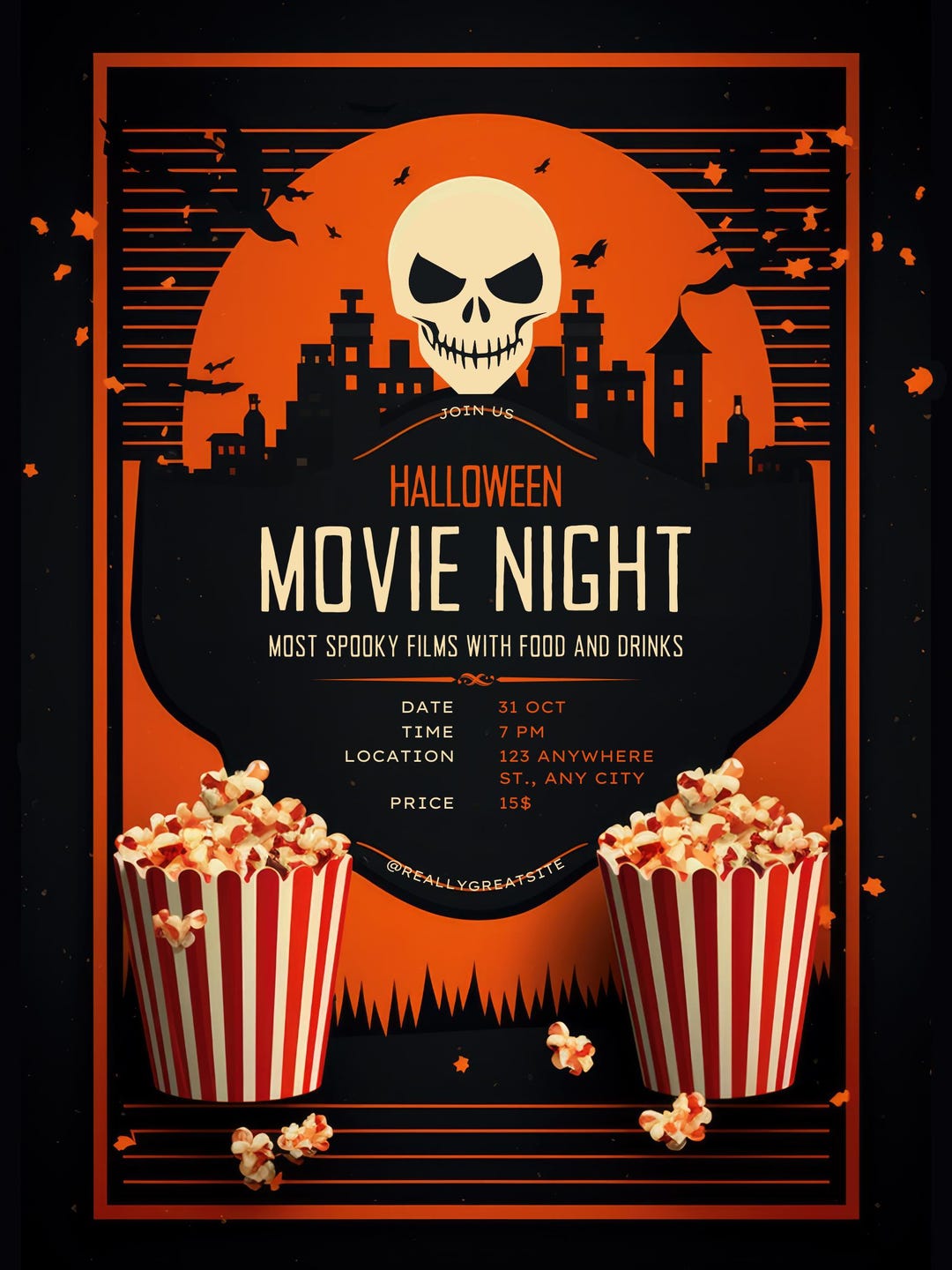 Custom Flyer Halloween Movie Night Template - Etsy