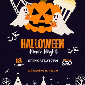 Custom Flyer Halloween Movie Night Template - Etsy