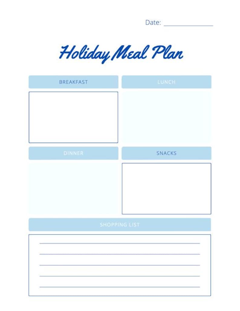 Holiday Meal Planner - Etsy