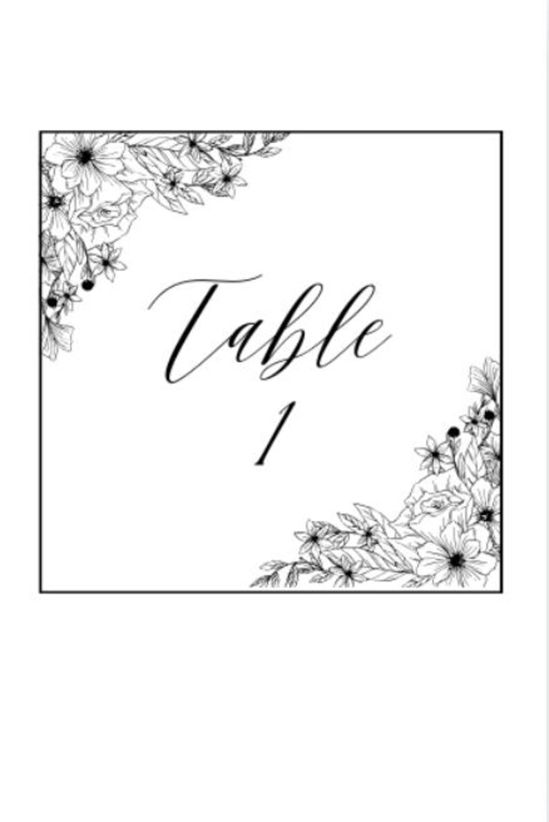Floral Corner Table Numbers (numeric) - Etsy