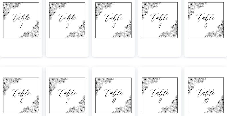 Floral Corner Table Numbers (numeric) - Etsy