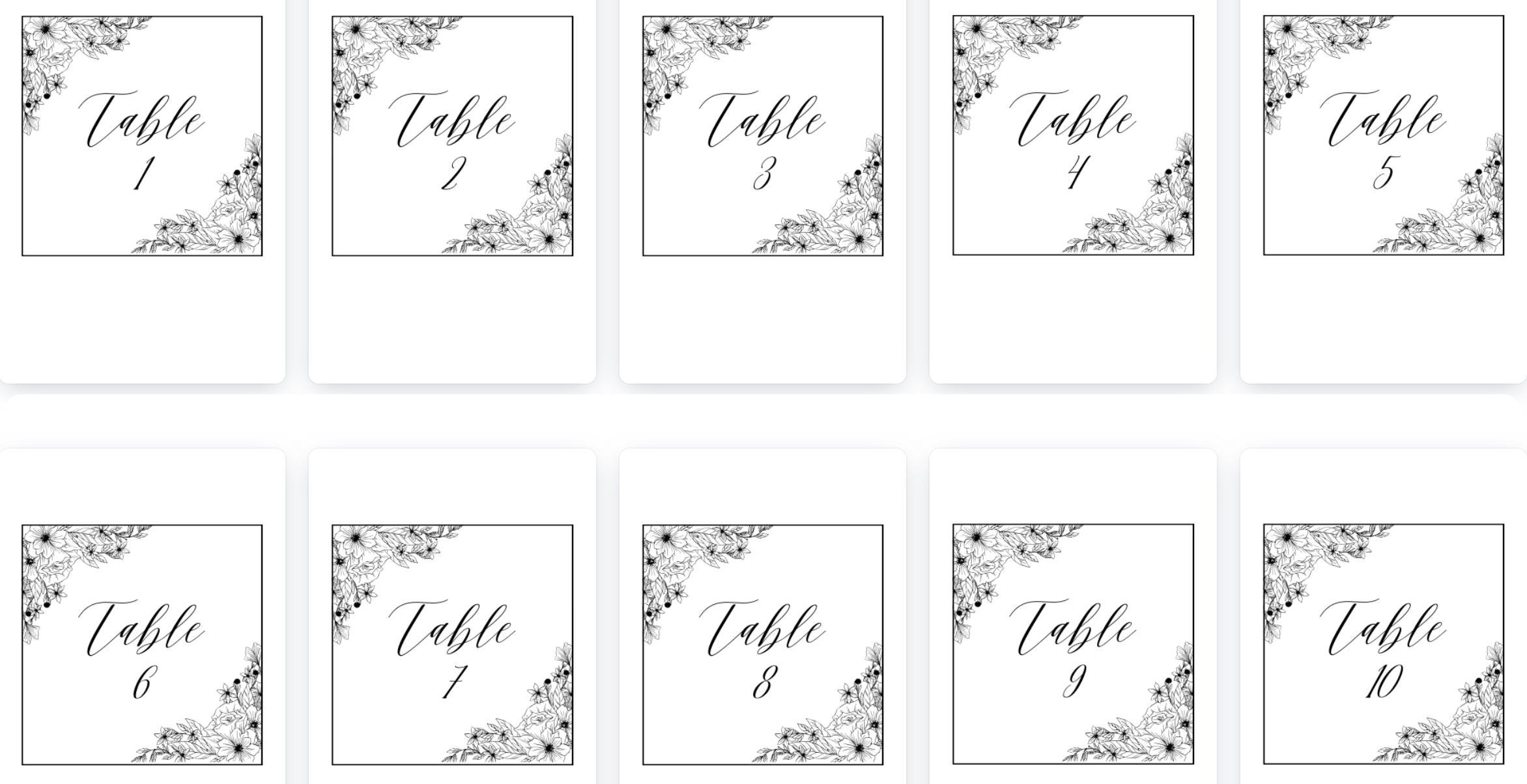 Floral Corner Table Numbers (numeric) - Etsy