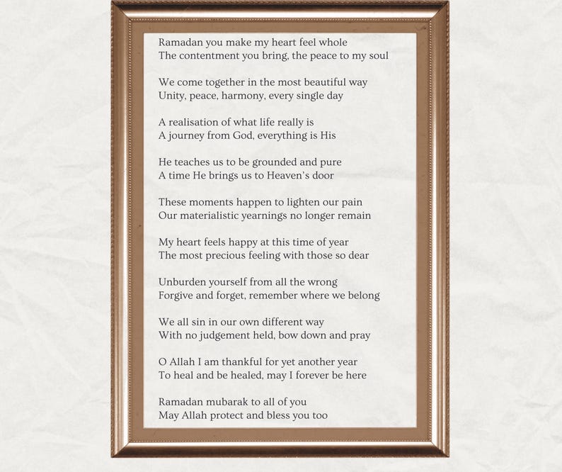 Inexpensive Ramadan Mubarak Poem Gift, Inspirational, Iftar Dinner ...