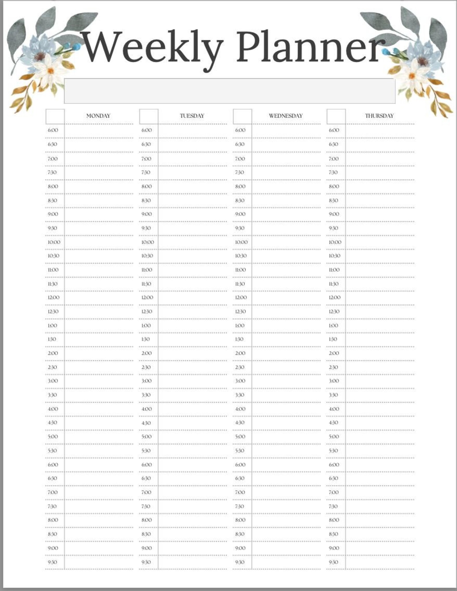 Weekly Planner: Flower - Etsy