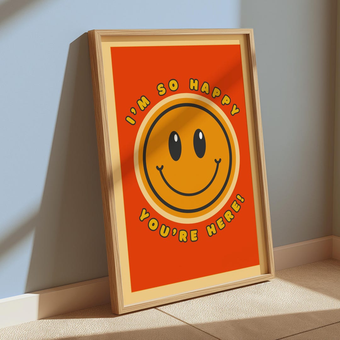 I'm so Happy You're Here, Classroom Art, Printable Poster, Retro ...