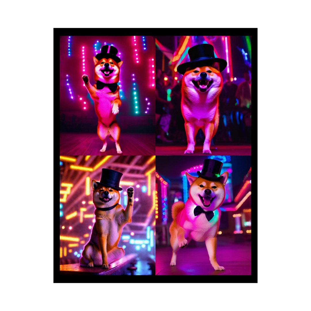 Neon Dancing Shiba Inu Poster - Etsy