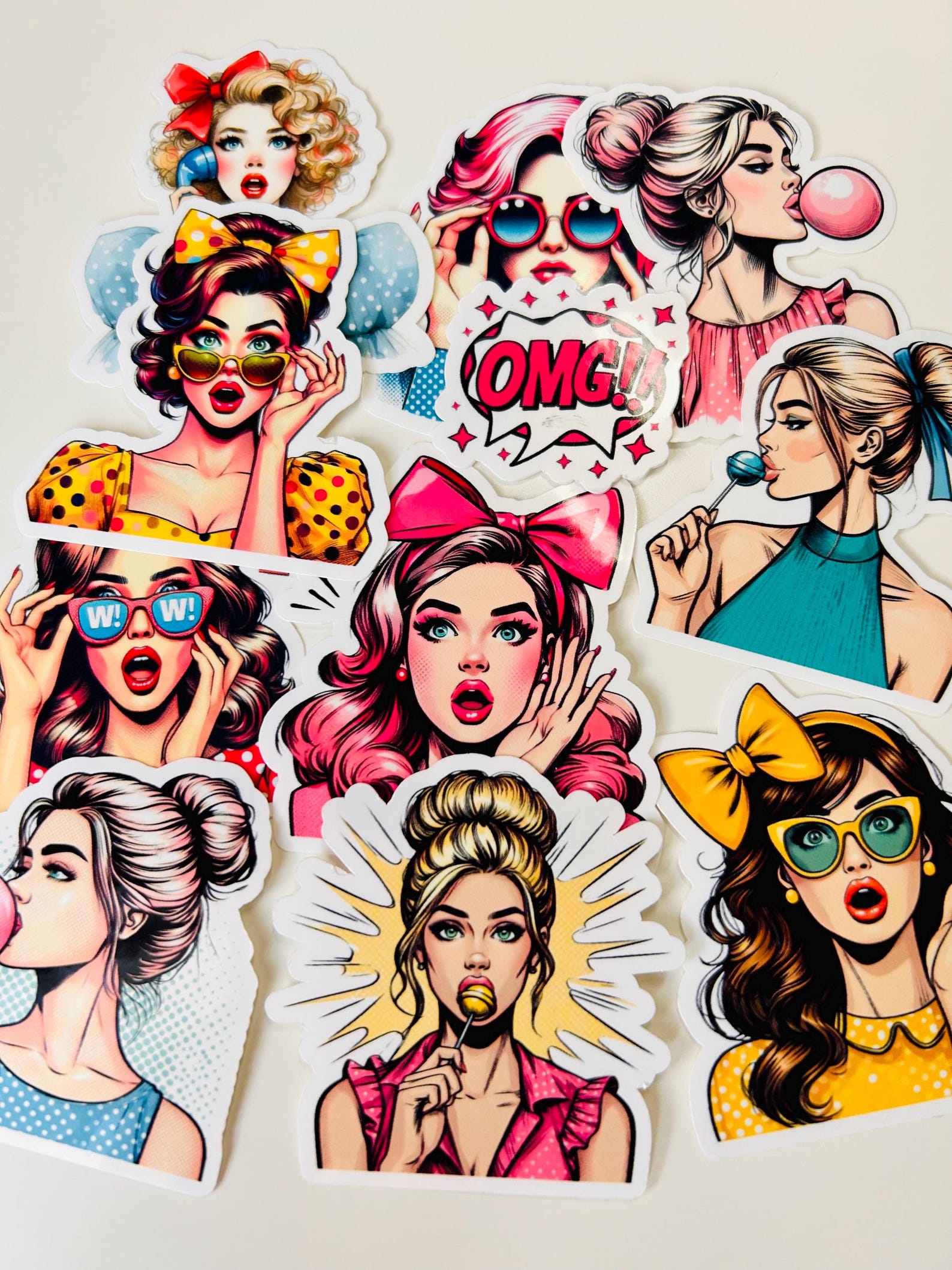 11 Pop Art Girls Vinyl Stickers Set, 5-6 Cm - Etsy