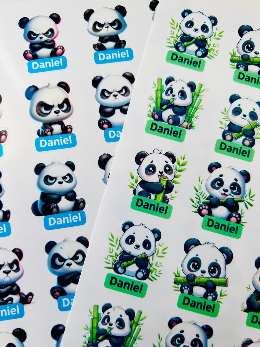 Customisable Chubby Baby Panda Name Tag Kawaii Vinyl Stickers Set - Etsy
