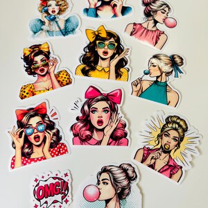 11 Pop Art Girls Vinyl Stickers Set, 5-6 Cm - Etsy