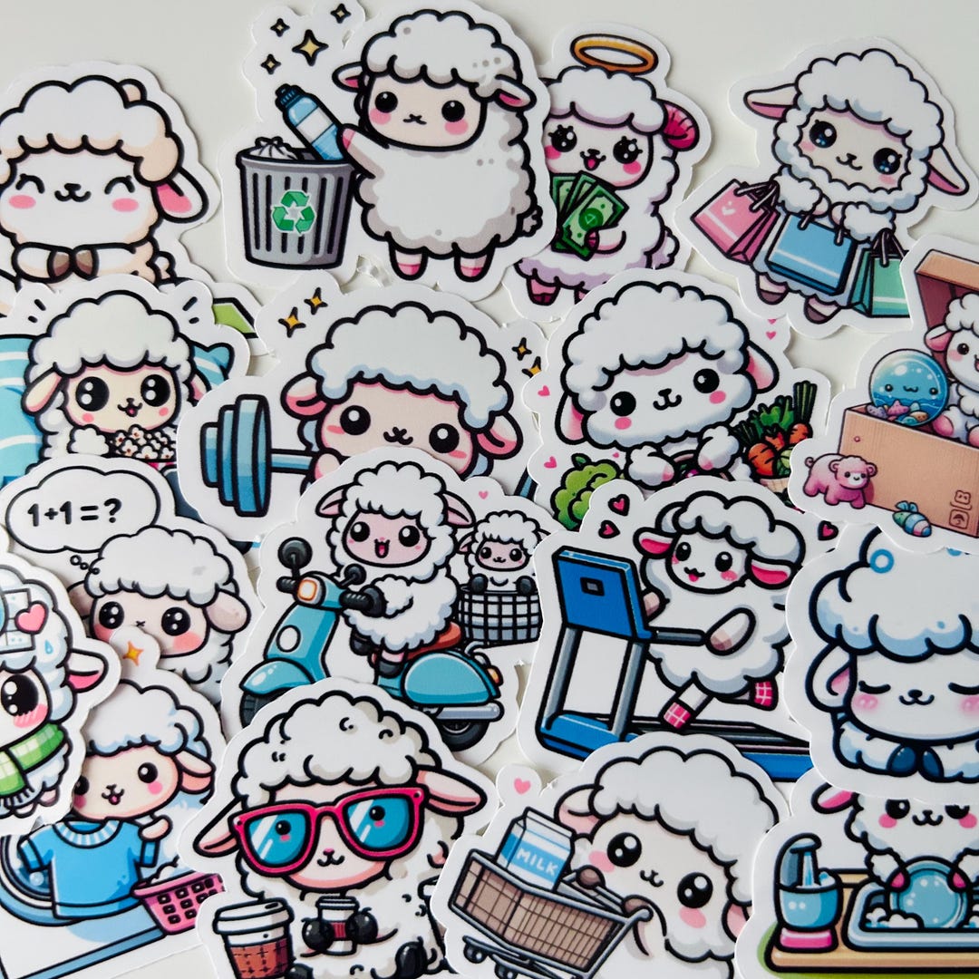 17 Cute Kawaii Sheep Vinyl Stickers, 4 Cm Tall - Etsy