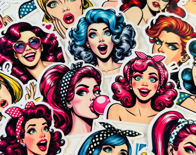 20 Pop Art Girls Vinyl Stickers Set, 3-4 Cm, #8 - Etsy