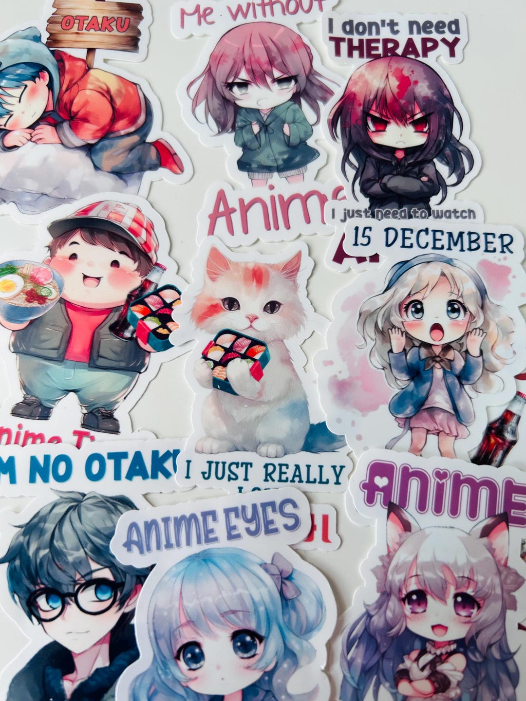 10 Anime Otaku Lovers, Vinyl Stickers Set, 7 Cm Tall - Etsy