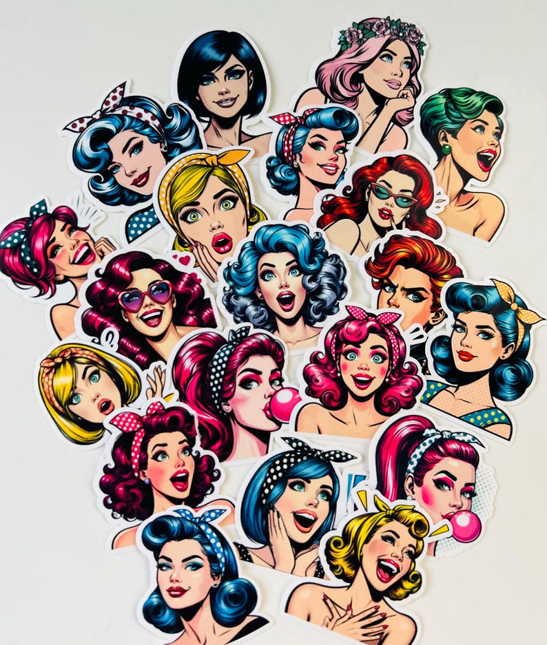 20 Pop Art Girls Vinyl Stickers Set, 3-4 Cm, #8 - Etsy