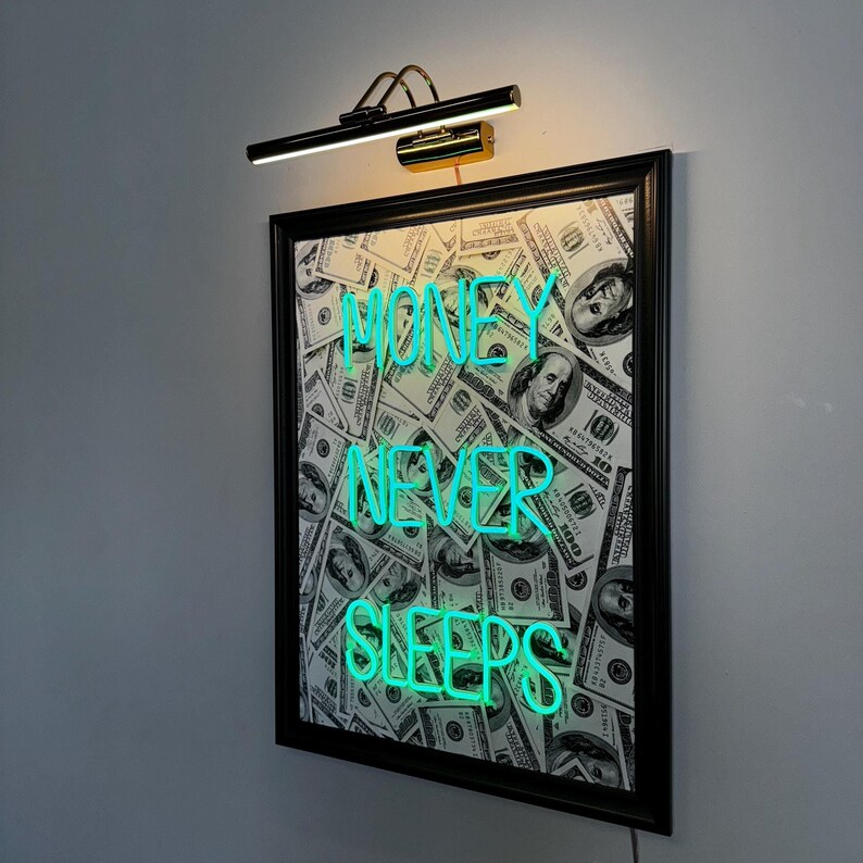 Money Never Sleeps Neon Painting Art | Neon Sign Bedroom | Neon Light ...