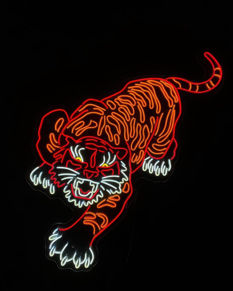 Tiger Neon Sign | Neon Sign Art | Neon Sign Bedroom | Neon Decorations ...