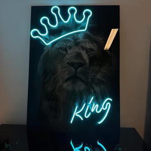 King Lion Neon Painting Art | Neon Sign Art | Neon Sign Bedroom | Neon ...