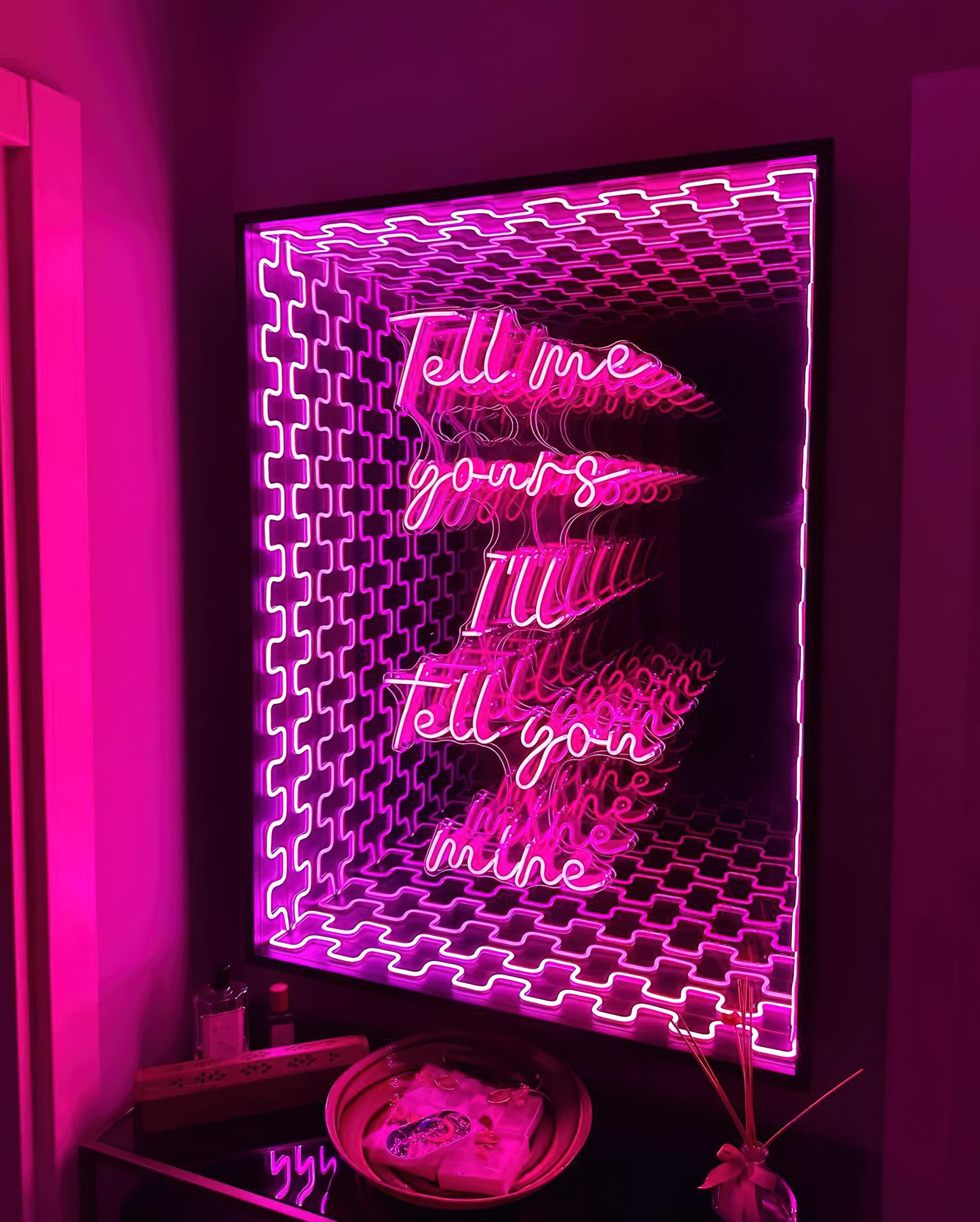 Infinity Mirror | Neon Mirror | LED Infinity Mirror | Neon Sign Bedroom ...