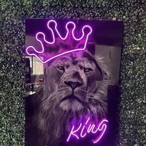 King Lion Neon Painting Art | Neon Sign Art | Neon Sign Bedroom | Neon ...