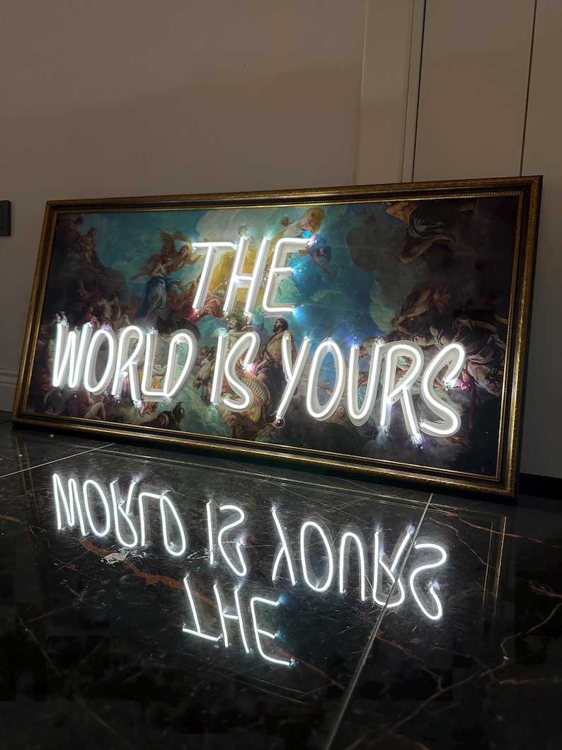 The World is Yours Neon Painting Art | Scarface Canvas | Neon Sign ...