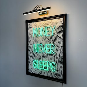 Money Never Sleeps Neon Painting Art | Neon Sign Bedroom | Neon Light ...