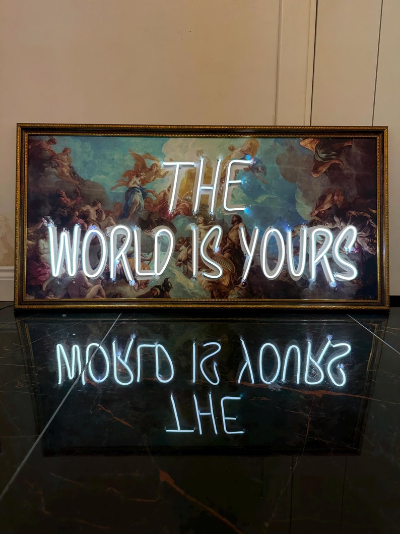 The World is Yours Neon Painting Art | Scarface Canvas | Neon Sign ...
