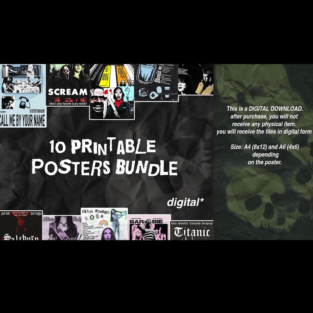 10 Printable Posters Bundle Wall Art DIGITAL DOWNLOAD Various Movies ...