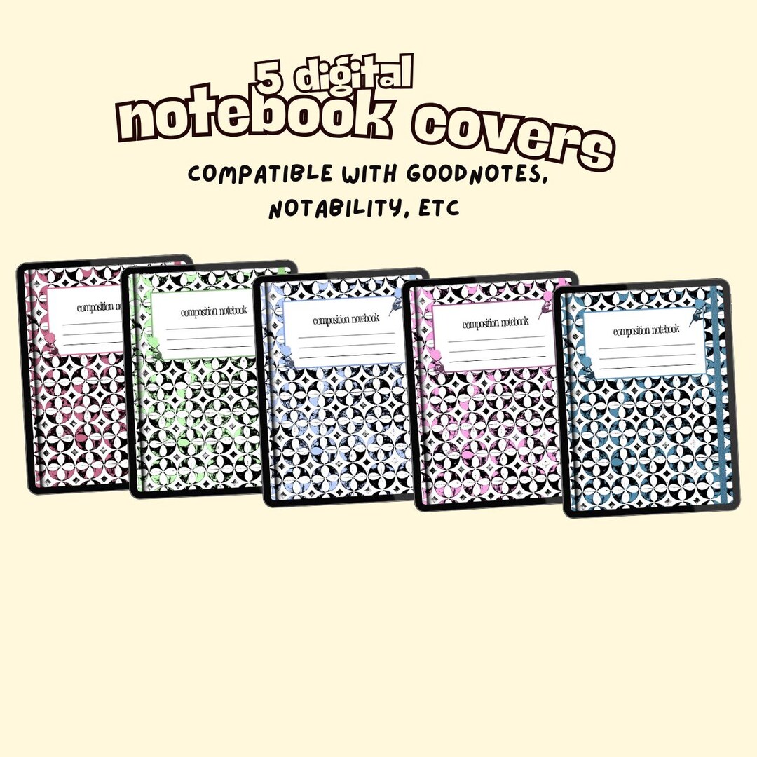Set of 5 Grunge Aesthetic Digital Notebook Covers PNG Notebook Planner ...