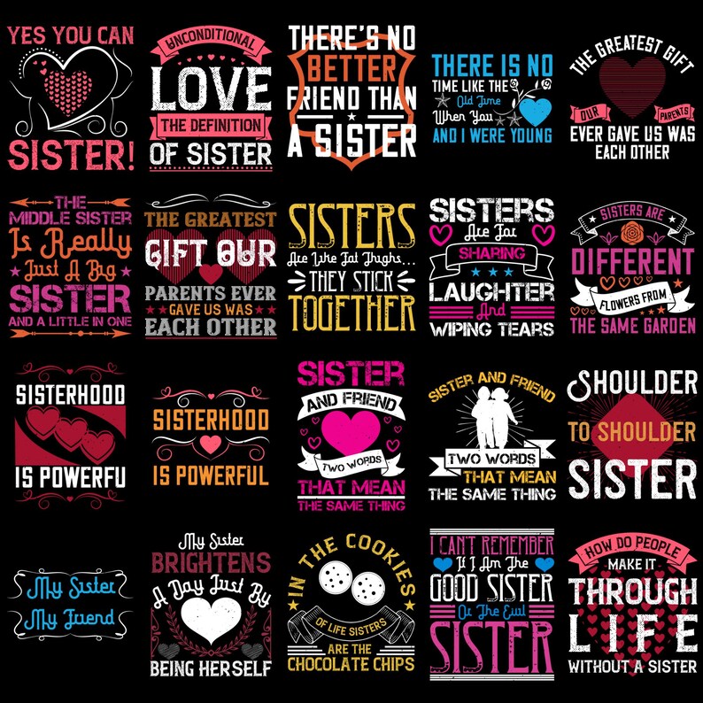 50 Sister Design Bundle AI, PNG, SVG, Jpg,eps,dxf Files Sister Themes ...
