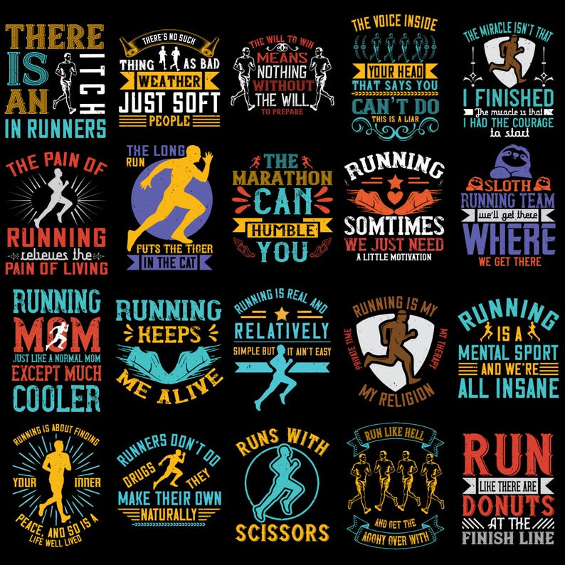 50 Running Design Bundle AI, PNG, SVG, Jpg,eps,dxf Files Running Themes ...