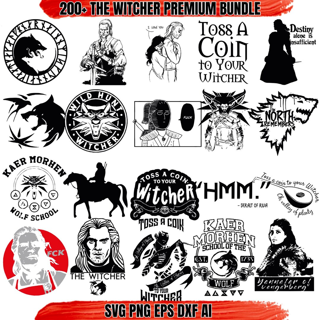 Witcher Svg Bundle, Geralt of Rivia Svg, White Wolf Svg, Witcher Logo Medallion Svg, Yennefer of ...