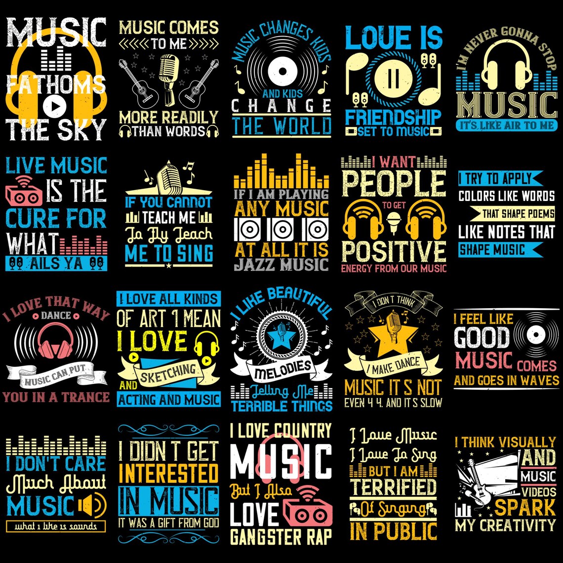 50 Music Design Bundle AI, PNG, SVG, Jpg,eps,dxf Files Musical Themes ...